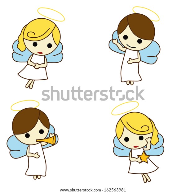 Four Angels Cartoon Stock Vector (Royalty Free) 162563981 | Shutterstock