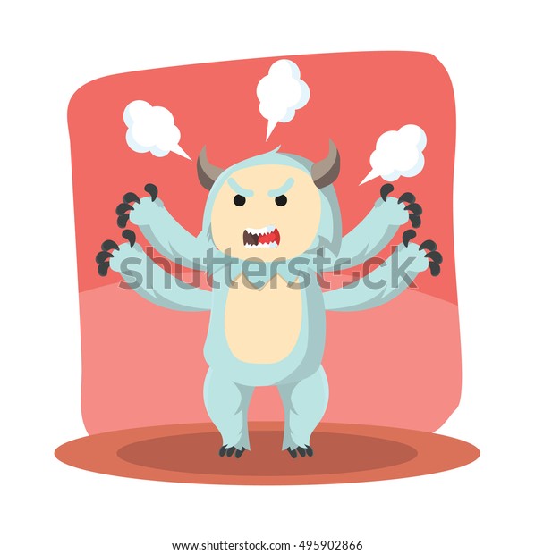 Four Arms Monster Angry Stock Vector (Royalty Free) 495902866 ...