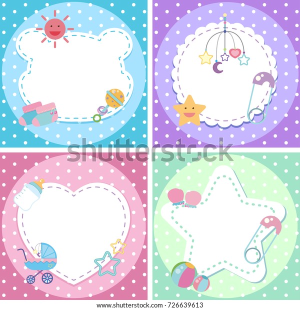 Four Background Designs Baby Theme Illustration: เวกเตอร์สต็อก (ปลอดค่า ...