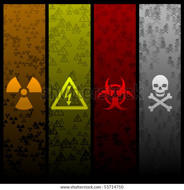 Four Banners Featuring Radiation Voltage Biohazard Stock Vector ...