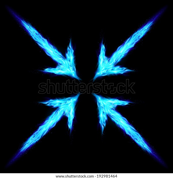Four Blue Fire Arrows Directed Centre Stock Vector (Royalty Free ...