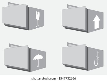 Four Boxes Marked Signs Stock Vector (Royalty Free) 1547732666 ...