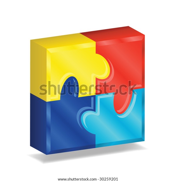 Four Brightly Colored Puzzle Pieces Arranged Stock Vector (Royalty Free ...