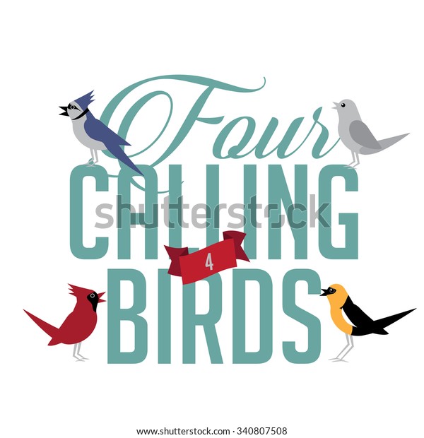 Four Calling Birds Eps 10 Vector Stock Vector (Royalty Free) 340807508 ...