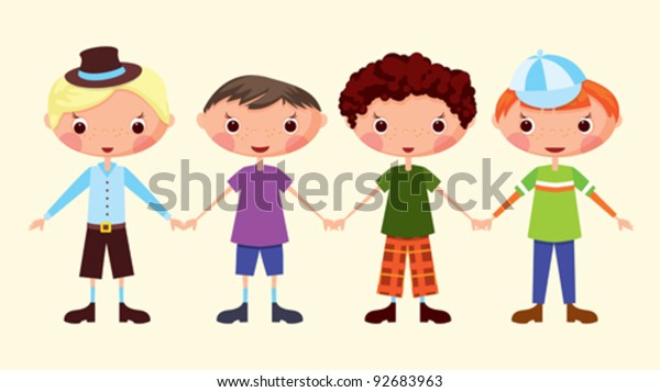 Four Cartoon Boys Eps10 Contains Transparent Stock Vector (Royalty Free ...
