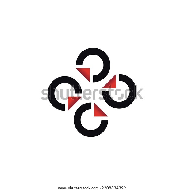 Four Circle Red Arrows Logo Design Stock Vector (Royalty Free ...