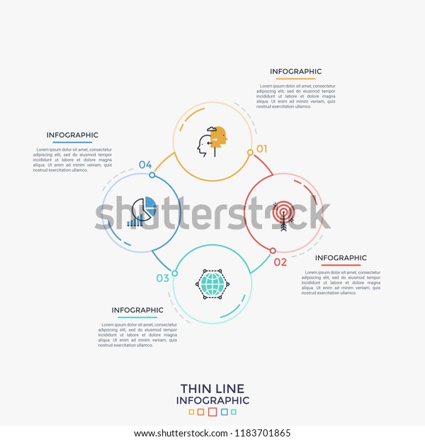 Four Circular Elements Linear Pictograms Numbers Stock Vector (Royalty ...