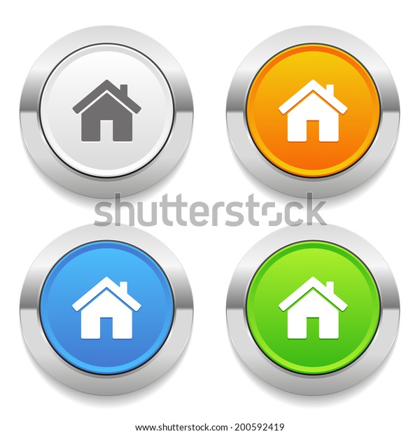 Four Color Round Button House Icon Stock Vector (Royalty Free ...