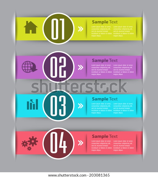Four Color Text Box Template Business: vector de stock (libre de ...