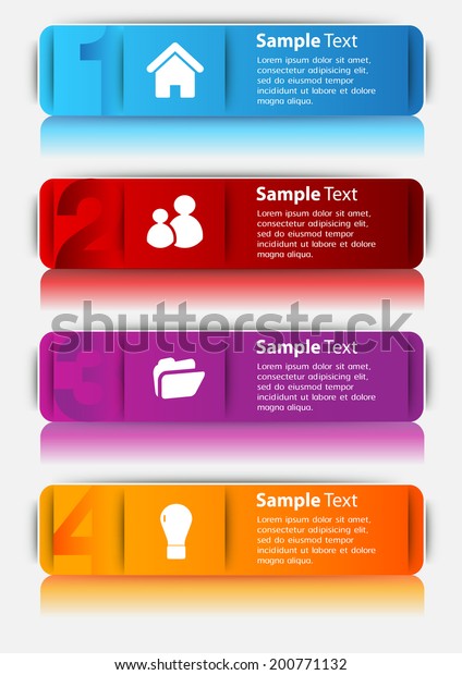 Four Color Text Box Website Numbers Stock Vector (Royalty Free ...