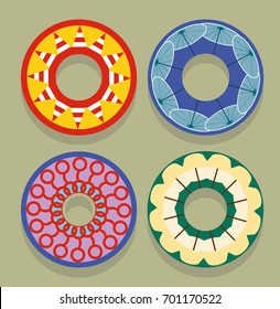 Four Color Wheels Donut Circle Bagel Stock Vector (Royalty Free ...