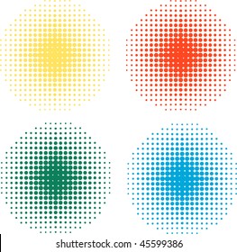 Four Colorful Round Halftones Vector: vector de stock (libre de ...