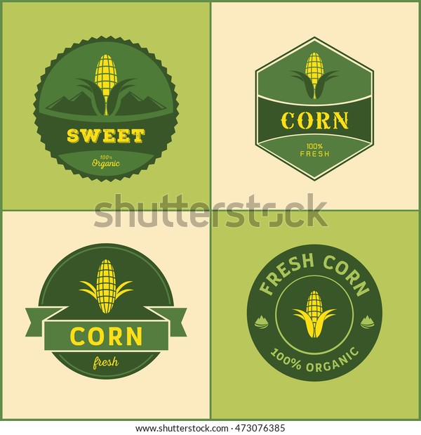 Four Corn Logos Design Green Natural Stock Vector (Royalty Free ...