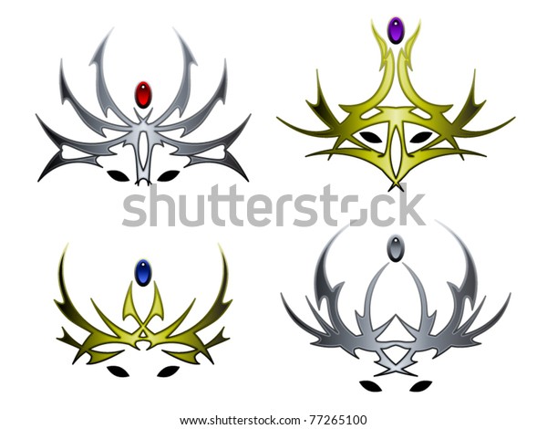 Four Crown Designs Inspired By Gothic Stock Vector (Royalty Free ...