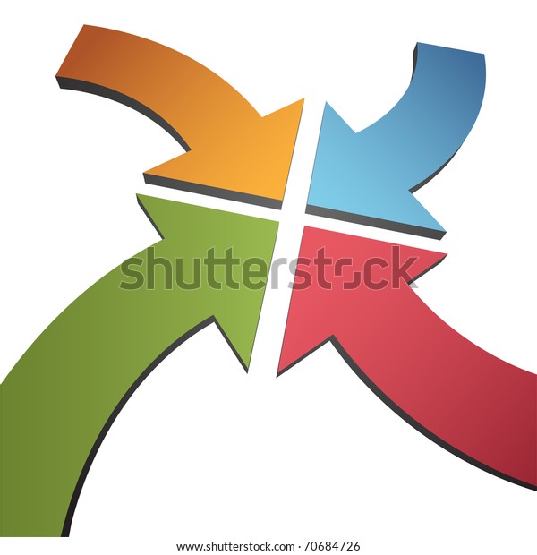 Four Curving Arrows Sweep Inward Point Stock Vector (Royalty Free) 70684726