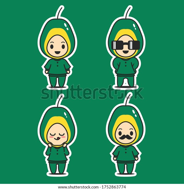 Four Cute Fruit Character Designs Stock Vector (Royalty Free ...