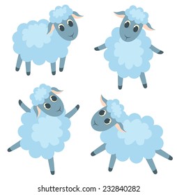 Four Cute Lambs Cartoon Vector Set Stock Vector (Royalty Free ...