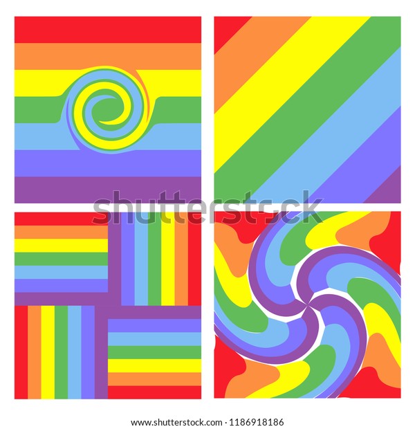 Four Decorative Simple Rainbow Backgrounds Flat Stock Vector (Royalty ...