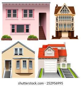 Four Different House Designs On White Stock Vector (Royalty Free ...