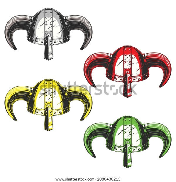 Four Differents Color Viking Helment 库存矢量图（免版税）2080430215 | Shutterstock