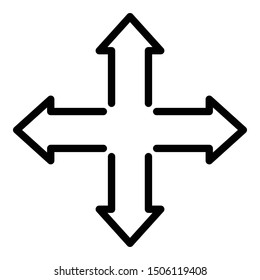Four Direction Arrows Icon Outline Four Stock Vector (Royalty Free ...