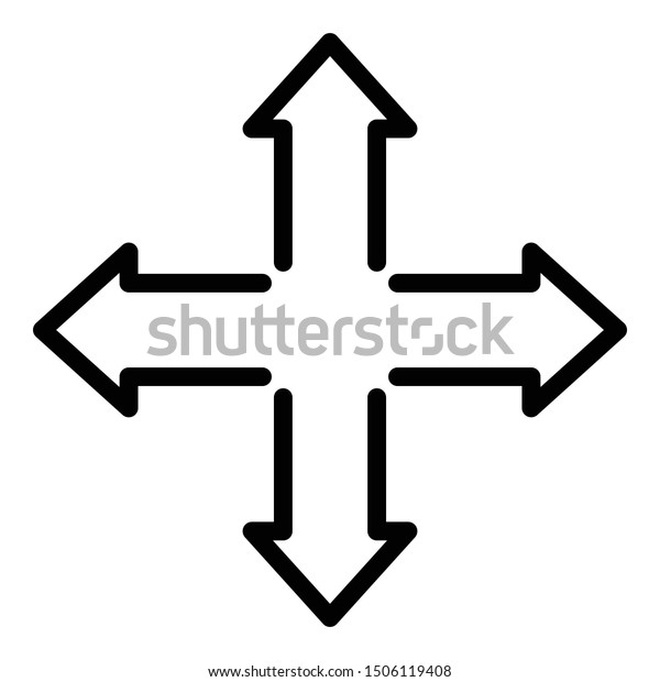 Four Direction Arrows Icon Outline Four Stock Vector (Royalty Free ...