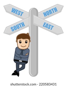 Four Directions Sign Board Vector Cartoon Stock Vector (Royalty Free ...