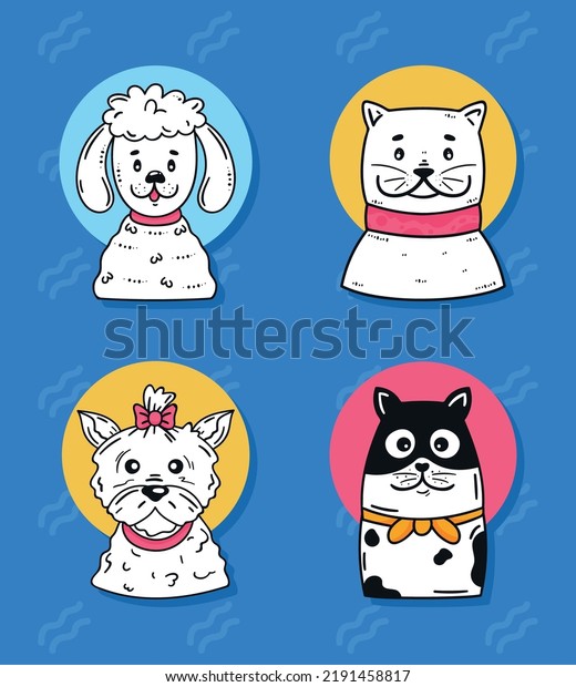 Four Dogs Blue Background Poster Stock Vector (Royalty Free) 2191458817 ...