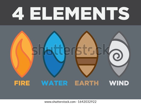 Four Elements Icons Line Symbols Vector Stock Vector (Royalty Free ...