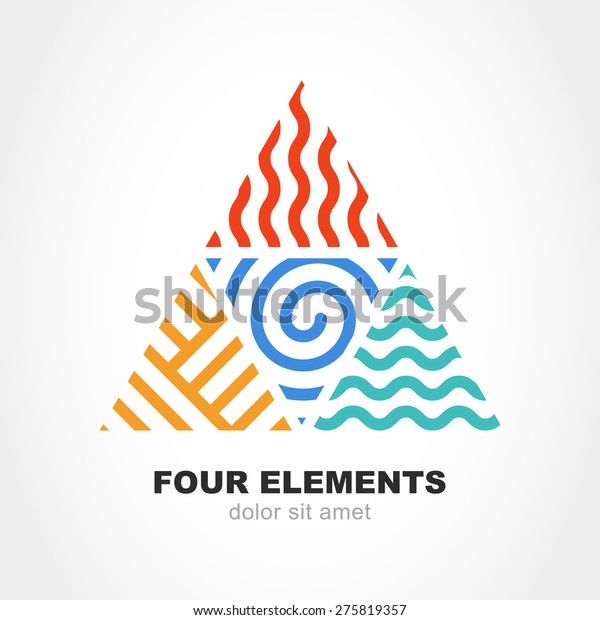 Cuatro elementos símbolo de línea simple: vector de stock (libre de ...