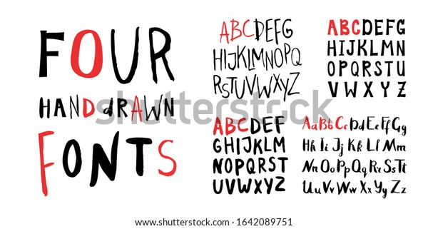 Four Female Lettering Alphabets Hand Made: vector de stock (libre de ...