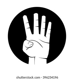 Four Fingers Gesture Hand Vector 4 Stock Vector (Royalty Free ...