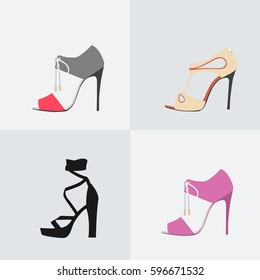 Four Flat High Heels Stock Vector (Royalty Free) 596671532 | Shutterstock