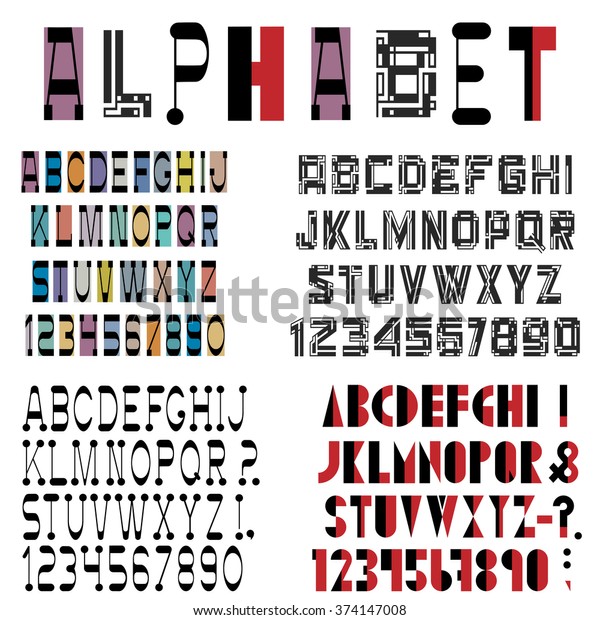 Four Fonts Numbers Punctuation Mark Vector Stock Vector (Royalty Free ...