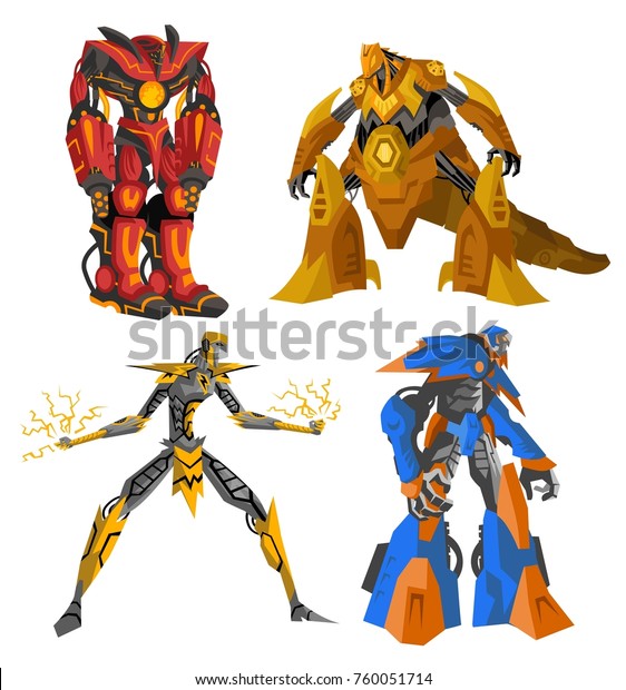 Four Great Giant Battle Robots Stock Vector (Royalty Free) 760051714 ...