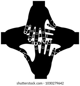 Four Hands Together Hand Gesture Icon Stock Vector (Royalty Free ...