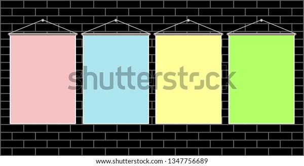 Four Hanging Colored Paper Sheets Copy Stock Vector (Royalty Free ...