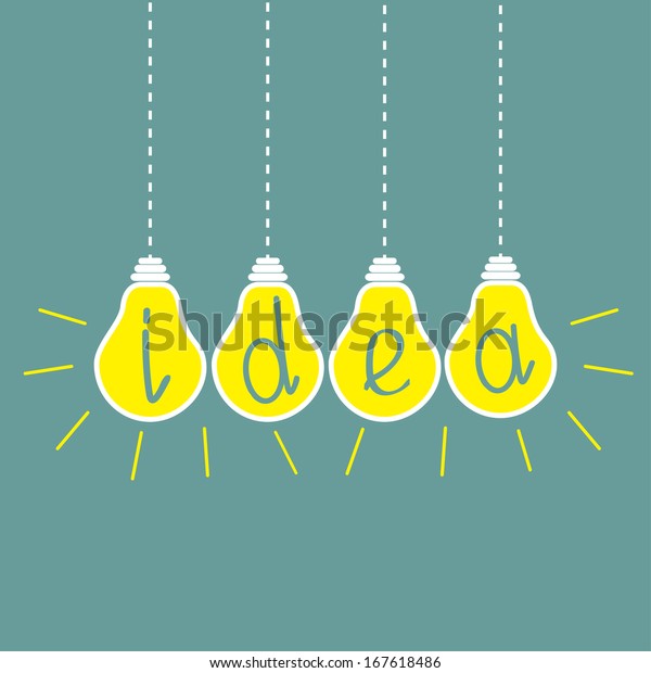 Four Hanging Yellow Light Bulbs Idea Stock Vector (Royalty Free ...