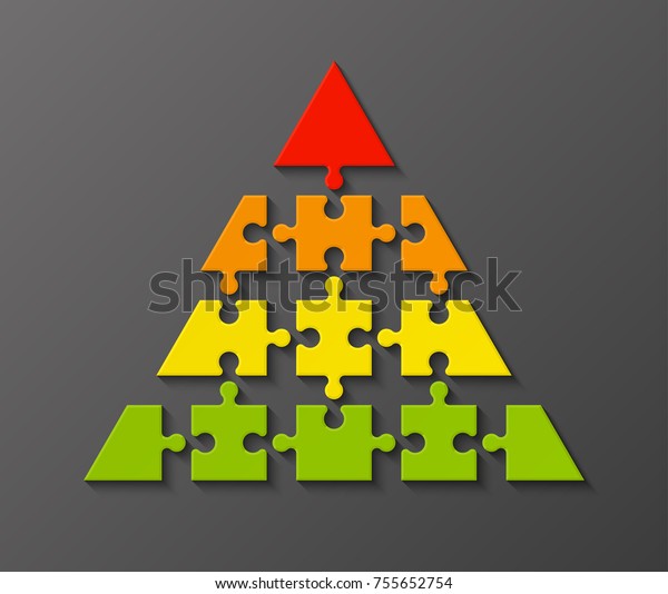 Four Levels Color Pyramid Puzzle Presentation 스톡 벡터(로열티 프리) 755652754 ...