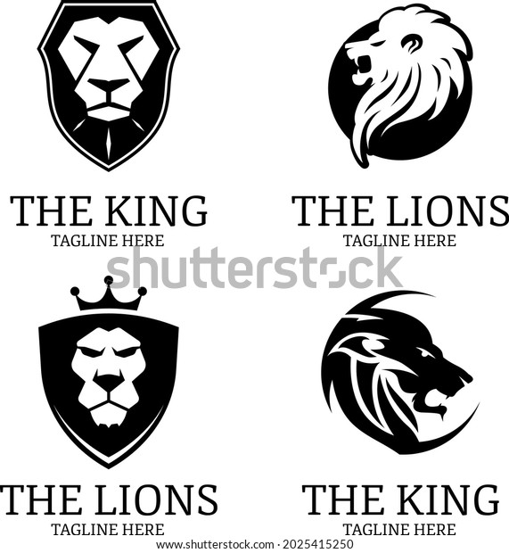 Four Lion Logos Black White Premium Stock Vector (Royalty Free ...