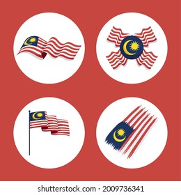 Four Merdeka Celebration Set Icons Stock Vector (Royalty Free ...