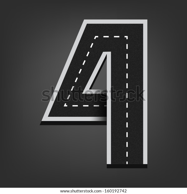 Four Number Road Font Stock Vector (Royalty Free) 160192742 | Shutterstock