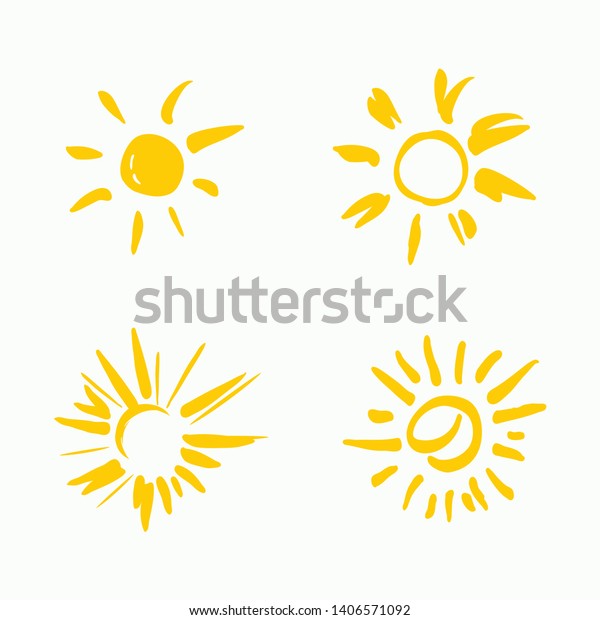Four Painted Yellow Suns Vector Solar Stock Vector (Royalty Free ...