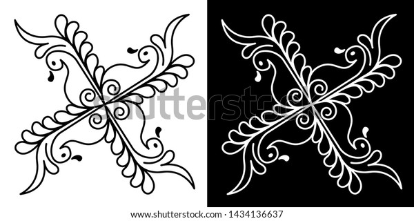 Four Peacocks Surrounded Indian Traditional Cultural Stock Vector ...