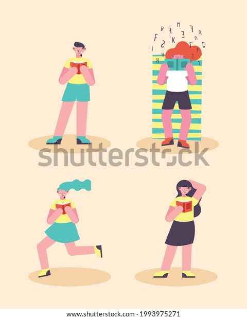 Four Persons Dyslexia Characters Stock Vector (Royalty Free) 1993975271 ...