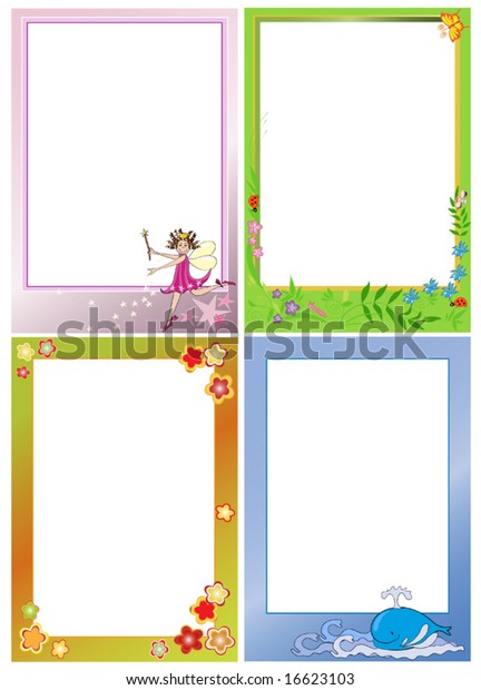 Four Photo Frames Kids Portrait View Stock Vector (Royalty Free) 16623103