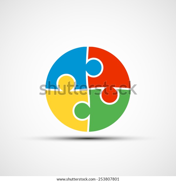 Four Pieces Puzzle Interconnected Stock Vector (Royalty Free) 253807801