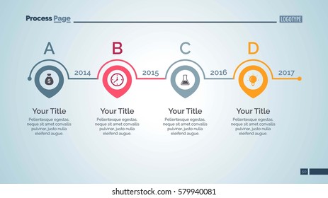 Vektor Stok Four Points Timeline Slide Template (Tanpa Royalti ...