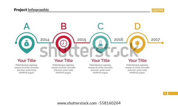 Four Points Timeline Slide Template Stock Vector (Royalty Free) 558160264