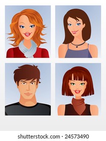 Portraits Four Different People Stock Vector (Royalty Free) 35527915